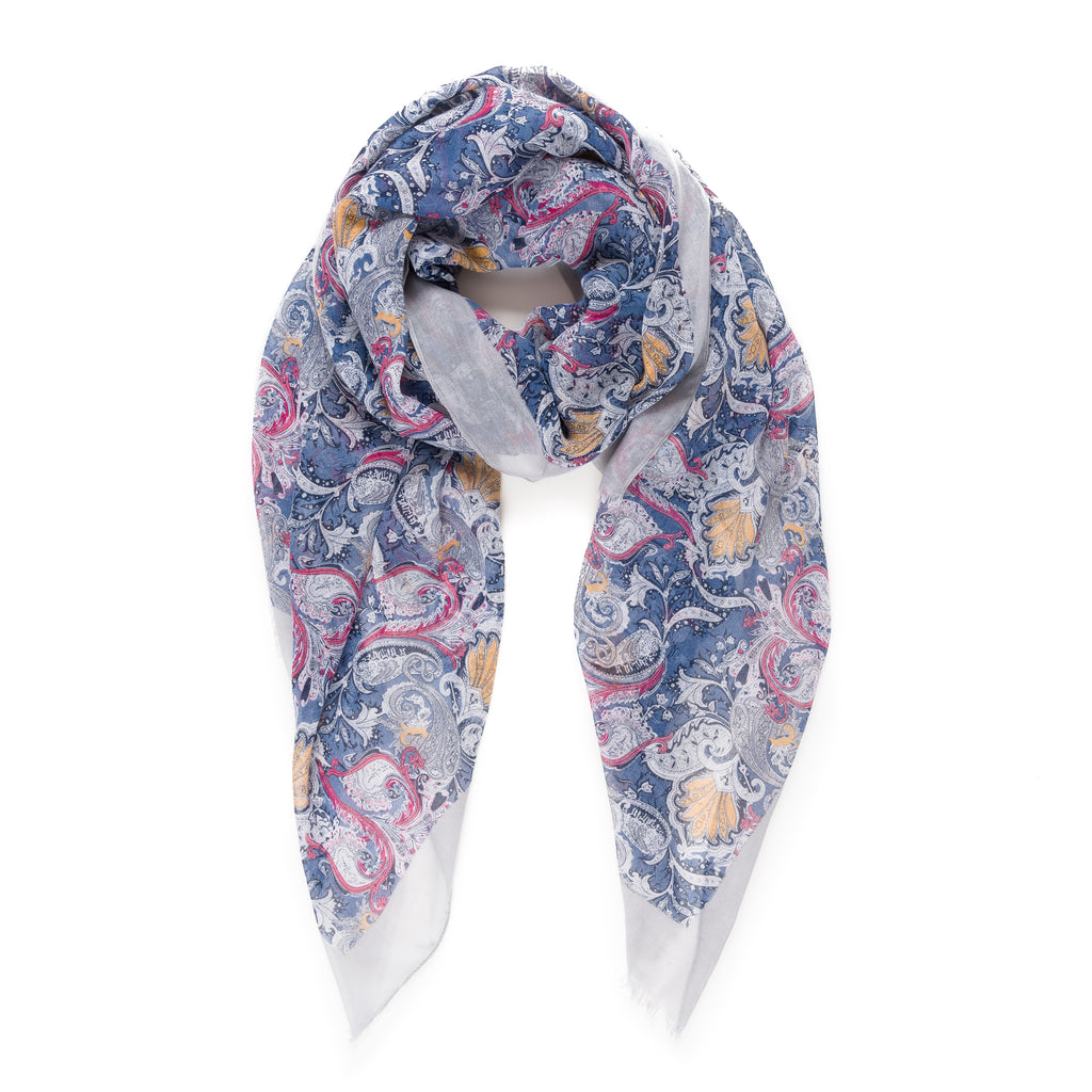 Spanish Design Printed Viscose Scarf (Dark Blue Spanish Pattern ...